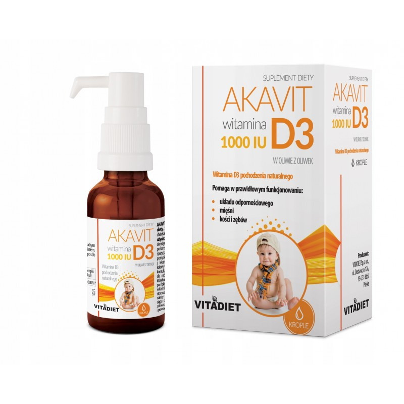 AKAVIT witamina D3 1000 IU krople 30 ml - AptekaDziecka.pl