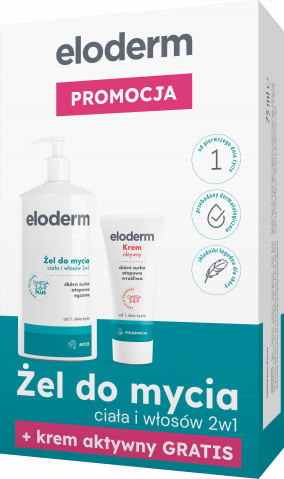 Eloderm żel do mycia ciała i włosów 400ml + krem aktywny 75ml ...