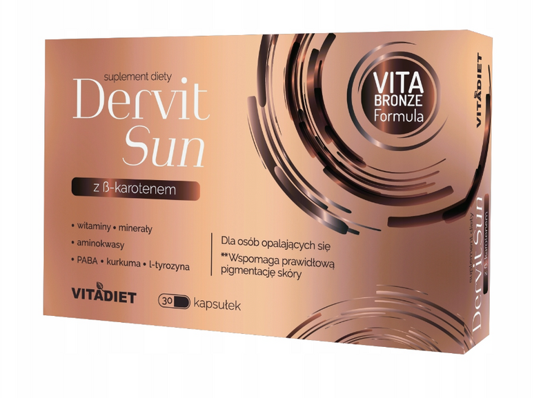 Dervit SUN beta karoten piękna opalenizna 30 kapsułek - AptekaDziecka.pl