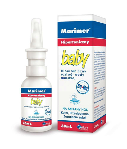 Marimer Baby Hipertoniczny roztwór wody morskiej, spray 30 ml - AptekaDziecka.pl